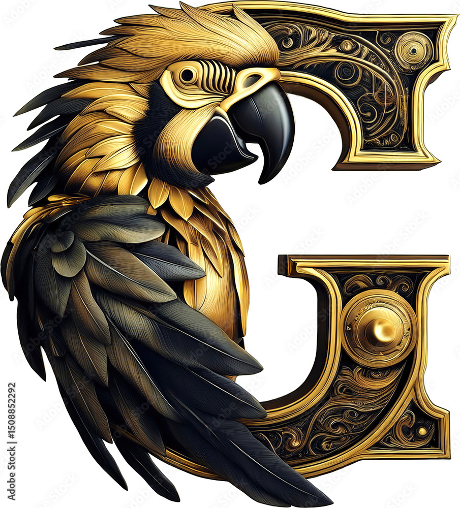 Letra G, guacamaya, letra, animal, vector, administrar, ilustración ...