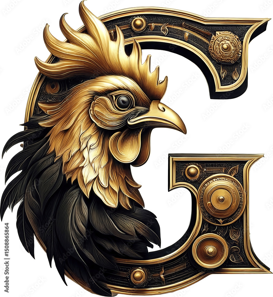 Letra G, gallo, letra, animal, vector, administrar, ilustración, canis ...
