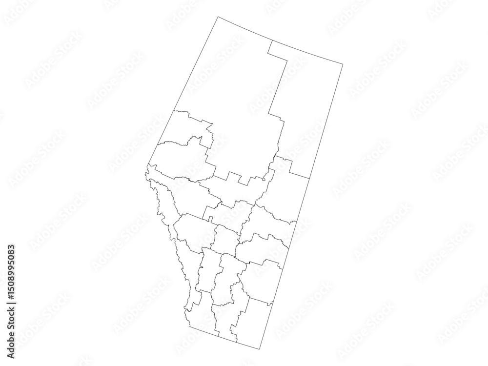 Alberta, Canada: Census Divisions Outline Map - Minimalist Black Line ...