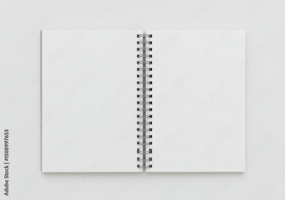 Opened notebook with blank pages and spiral binding Stock Photo | Adobe ...