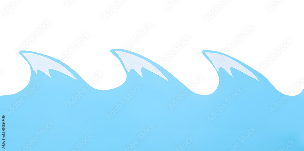 Blue waves made from cutout paper ocean water concept transparent ...