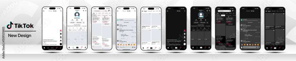 TikTok social network app UI mockup design on iPhone 16 Pro Max ...