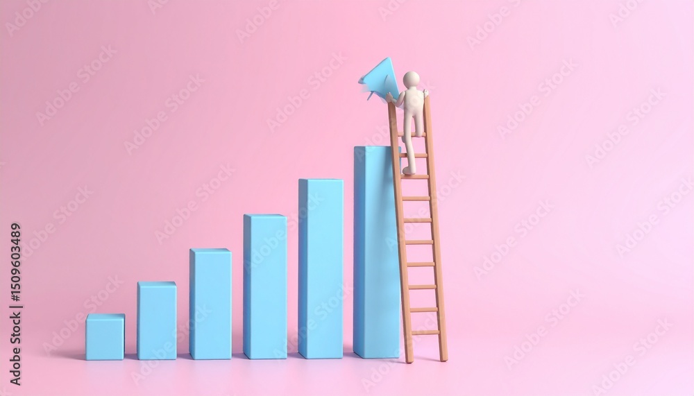 Image of a character climbing a ladder in the background, with a ...