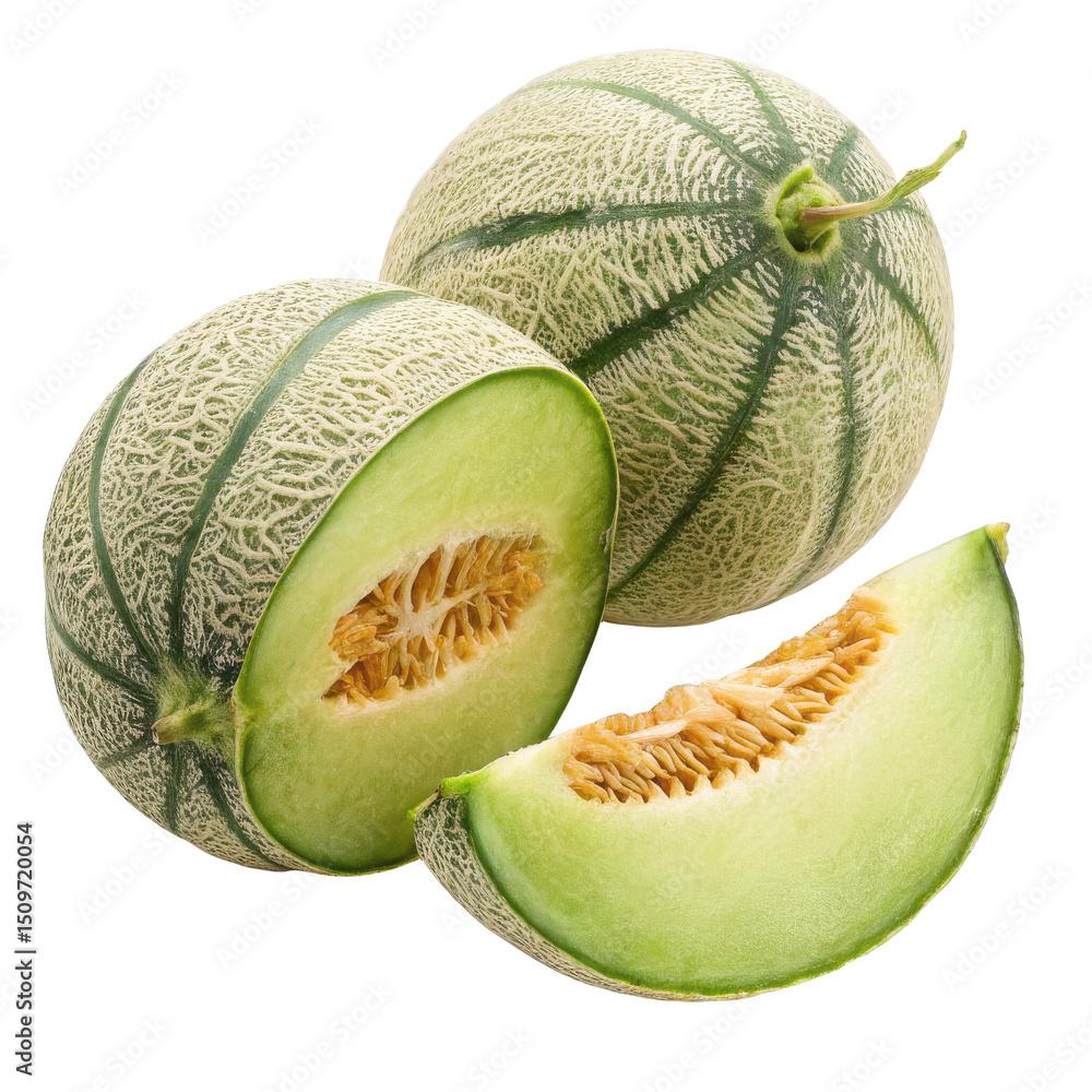 ภาพถ่าย Stock Muskmelons png muskmelon fruit png melon png green melon ...