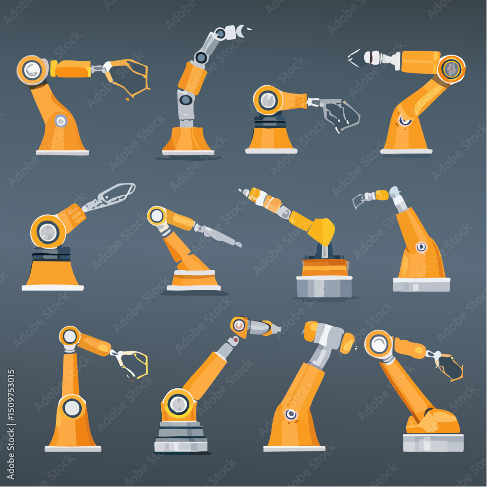 Stock-Vektorgrafik „A structured icon sheet of robotic limbs and joints ...