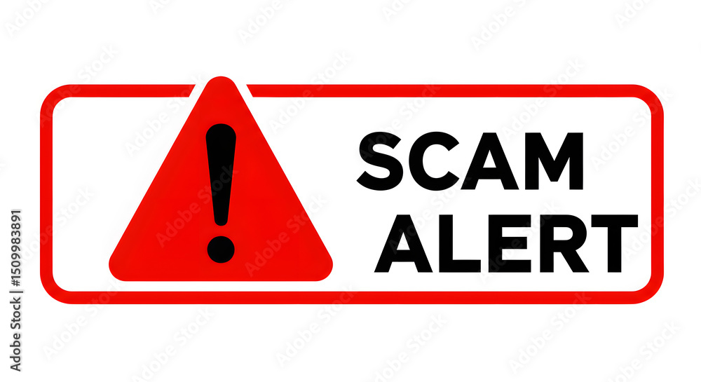Scam Alert Sign with Exclamation Point | Red Warning Sign for Fraud ...