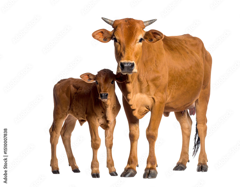Indian street cow and calf standing calmly, Transparent PNG Stock Photo ...