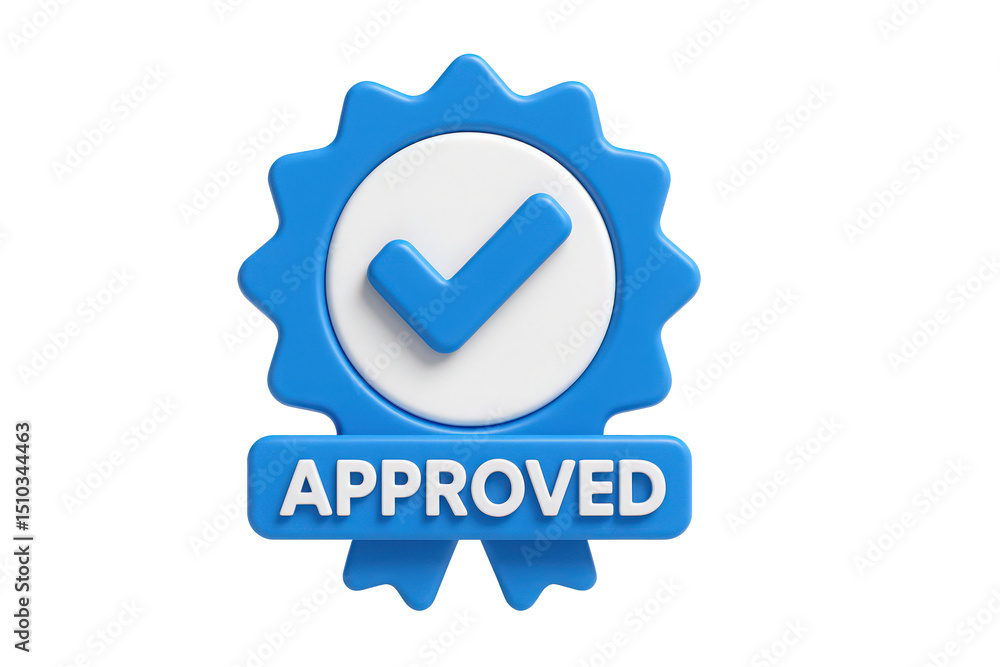 Approved Badge Icon with Check Mark on Transparent Background ...
