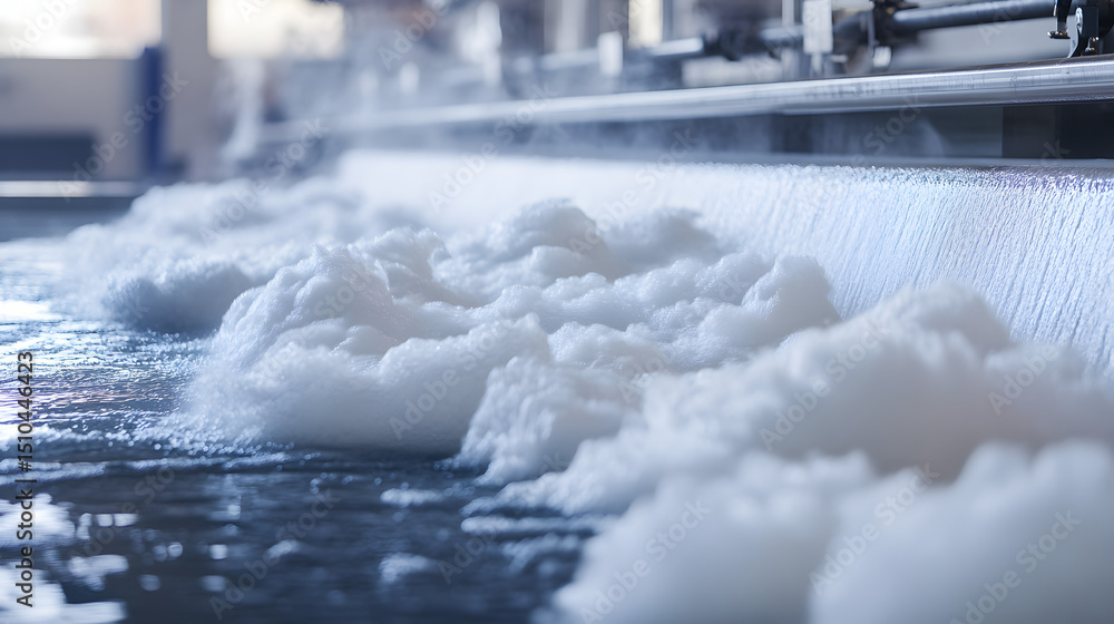 Processing machine creates foam in pulp and paper production Stock ...
