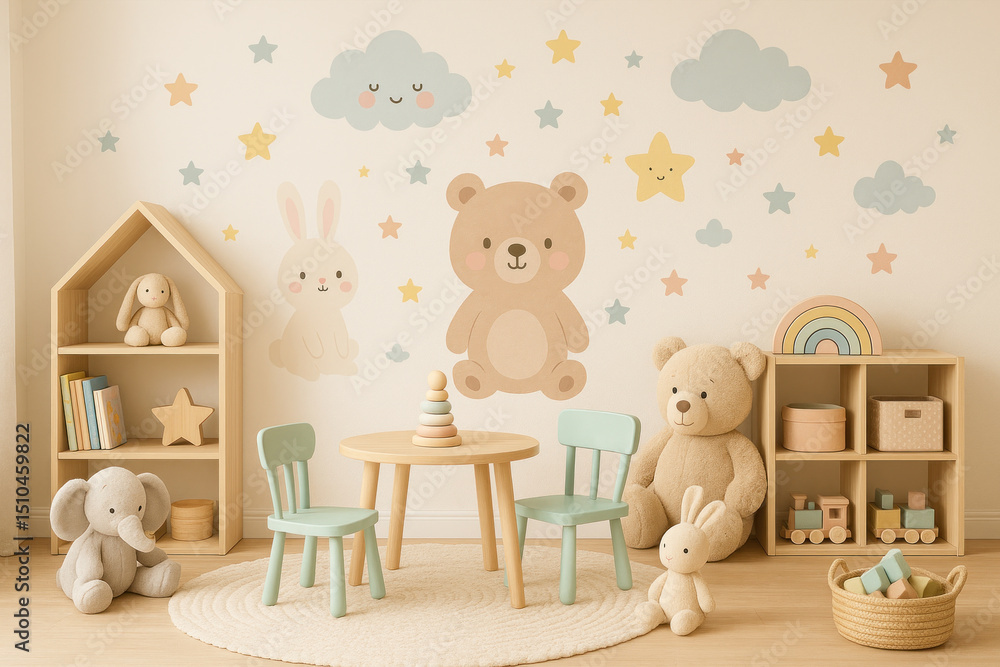 Teddy bear wall decal in child's room. Stock Photo | Adobe Stock