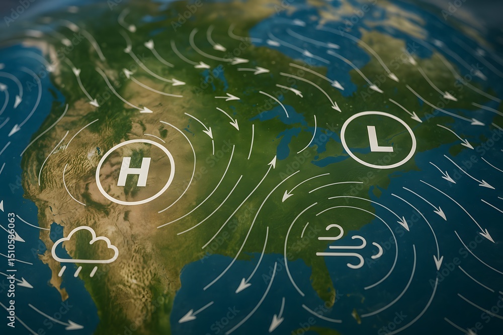 An Illustration of the Weather System with High and Low Pressure ...