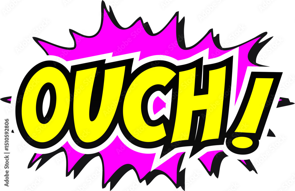 Vector de Stock Cartoon comic sign burst clouds. Speech bubble, Ouch ...