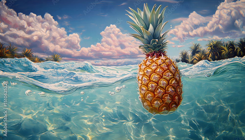 pineapple under the sea Stock Illustration | Adobe Stock