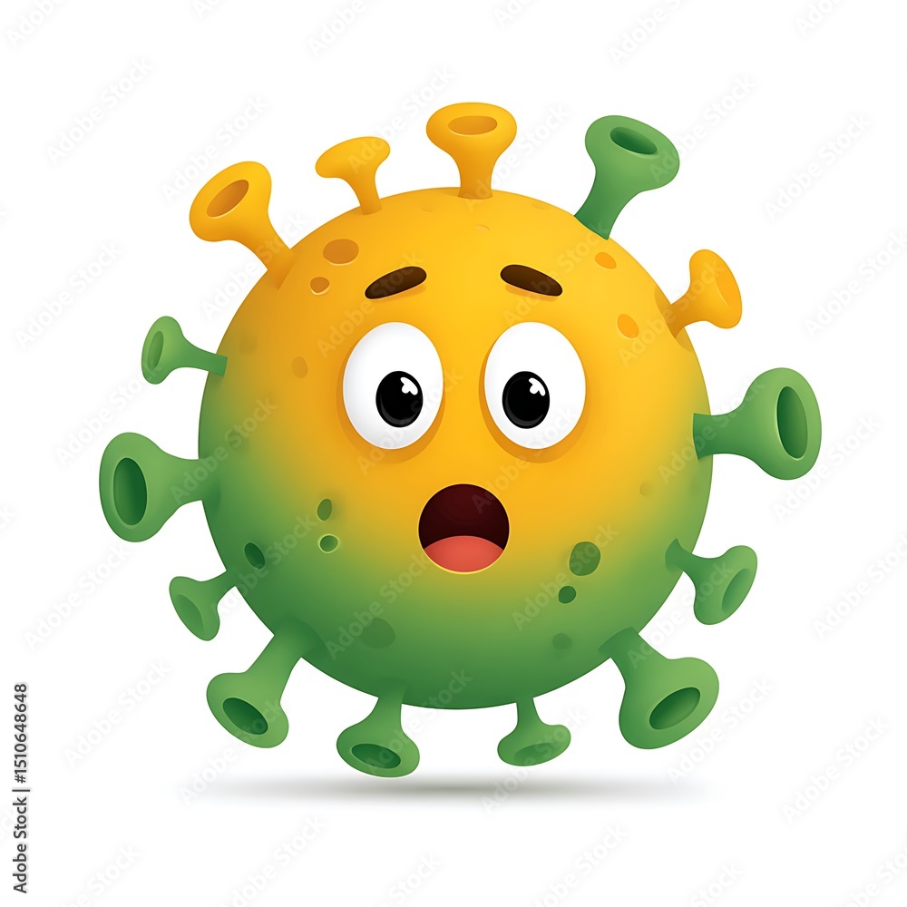 Surprised cartoon virus character isolated on white background Stock ...