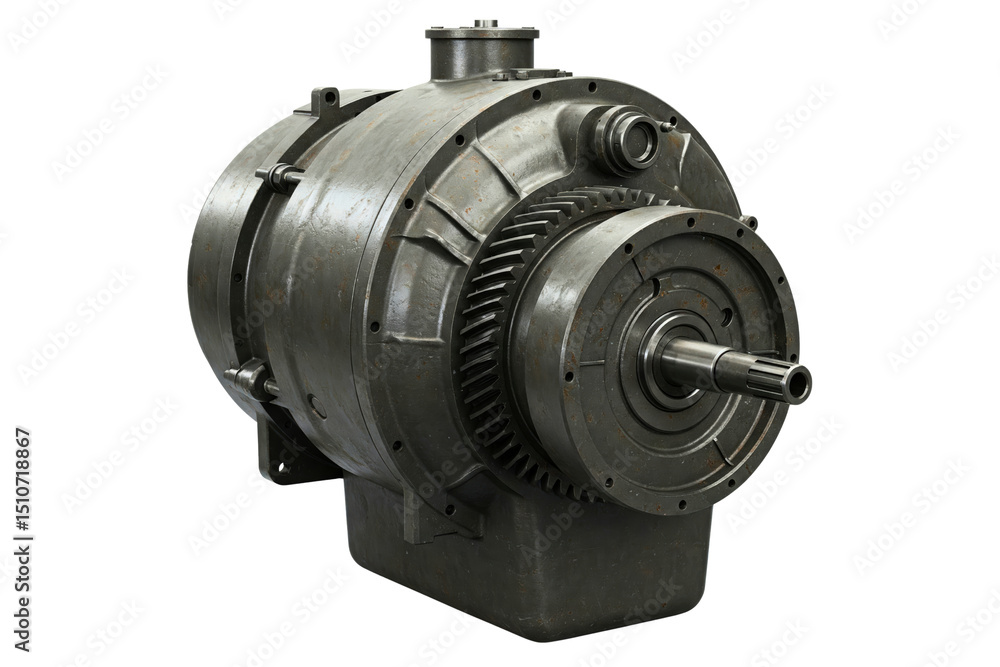 Industrial direct current electric motor generator isolated on a ...