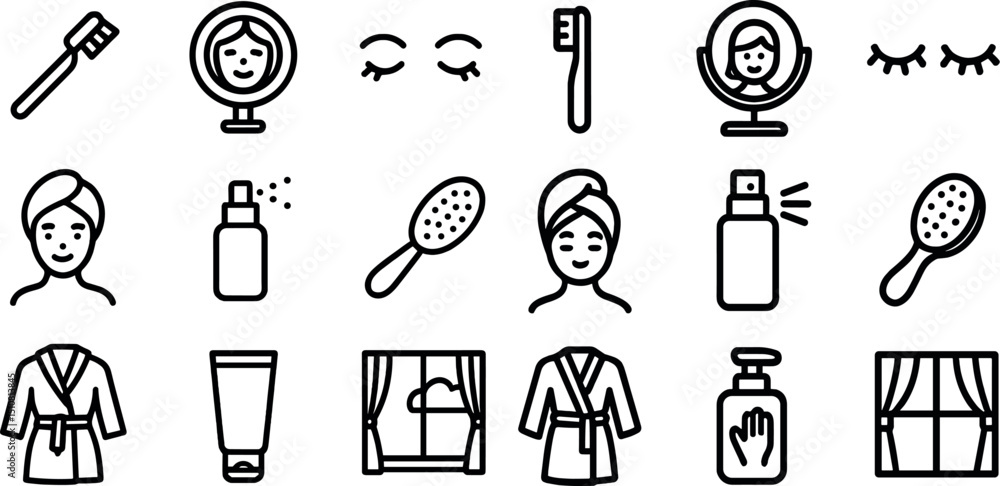 Spa and beauty essentials icons for wellness and self-care design Stock ...