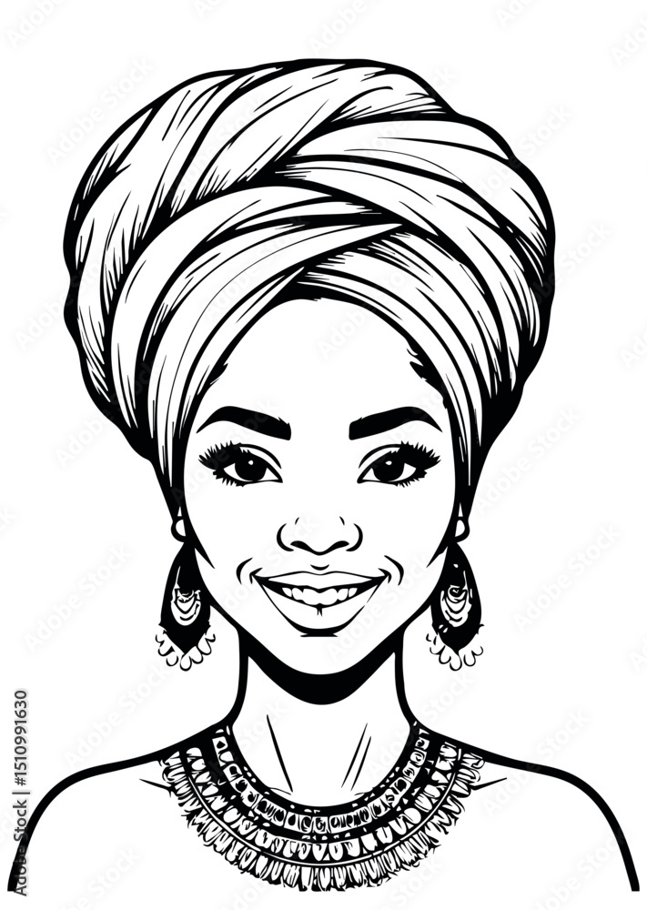 African Black Woman Coloring Page.Coloring Pages For Adults.Afro girl ...