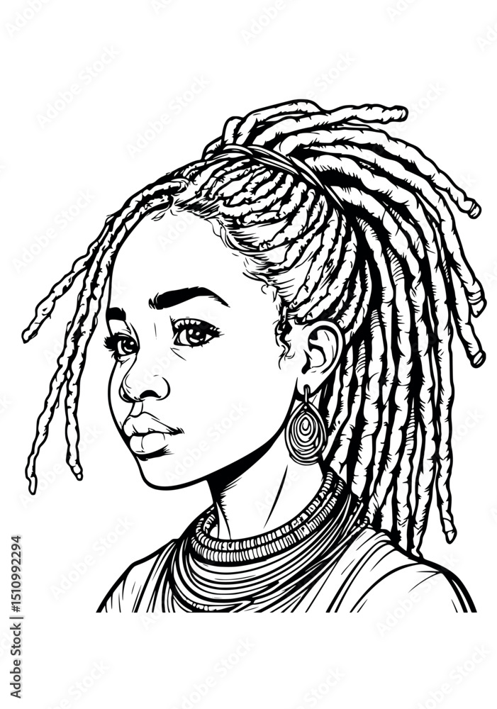 Стоковое векторное изображение «African Black Woman Coloring Page ...