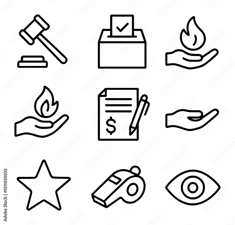 Leadership Styles Icons. Outline icon set of leadership styles ...