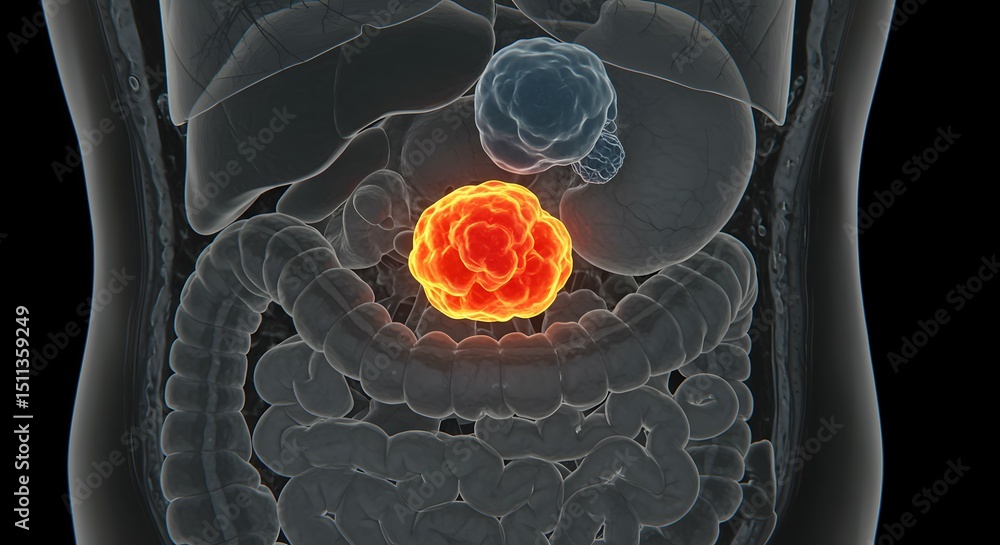 Stock-Illustration „Medical Illustration Pancreatic Cancer Tumor, 3D ...
