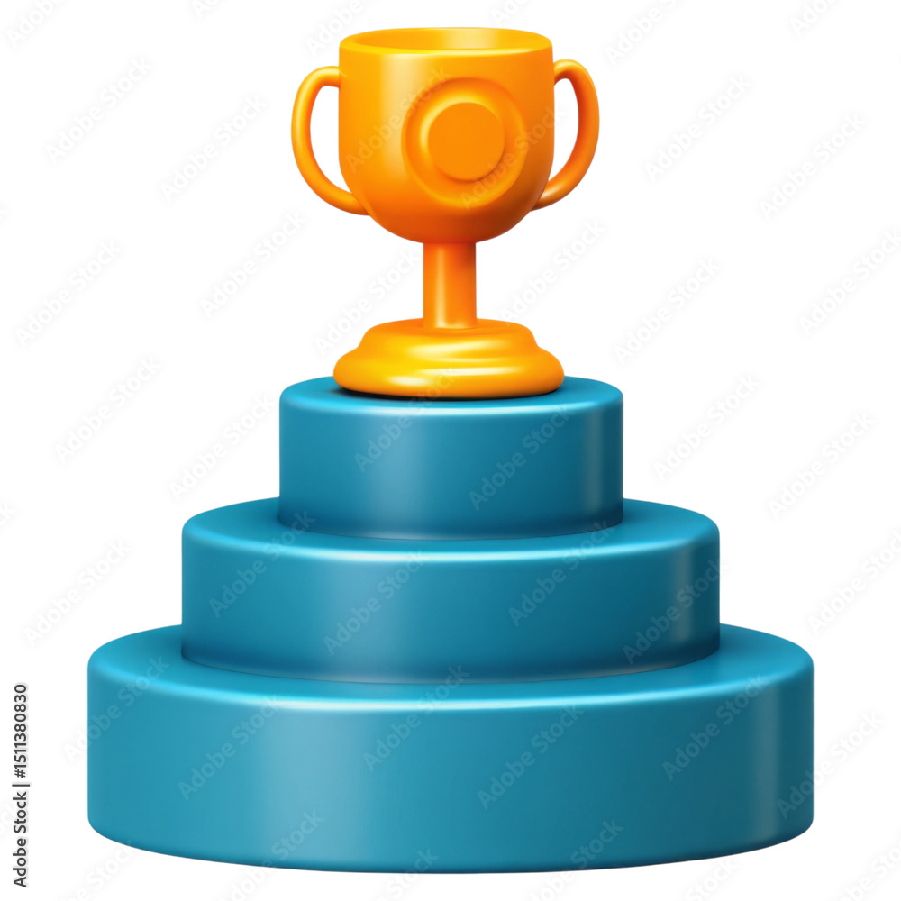 2025 goal, challenges and graduation concept. Award trophy on a podium ...