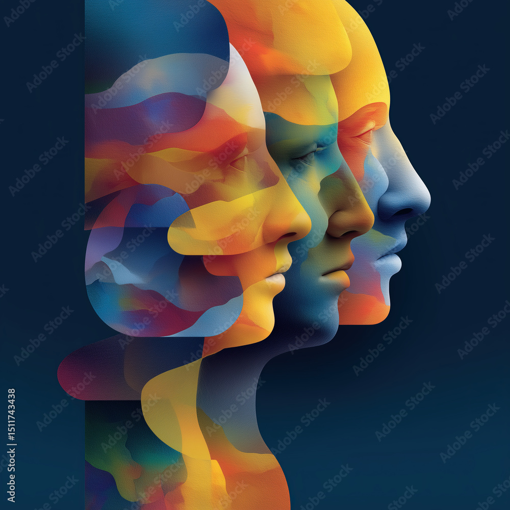 Colorful Abstract Art Depicting Layers of Human Identity Stock ...