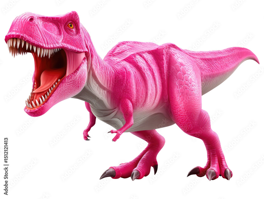 Pink Tyrannosaurus Rex: A vibrant pink Tyrannosaurus Rex stands ...