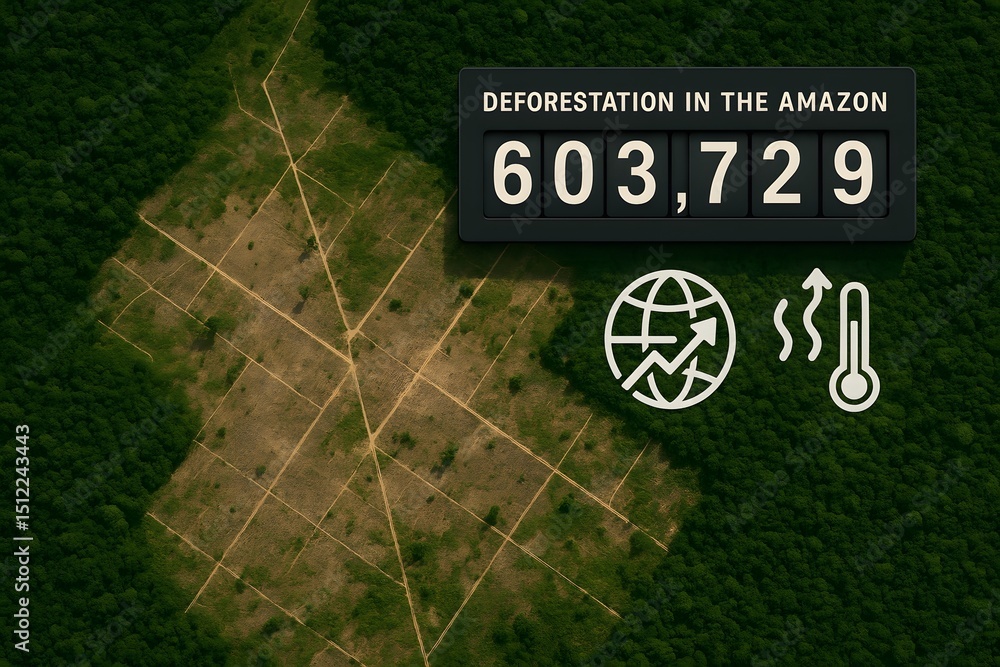 Deforestation in the Amazon statistics and landscape. Showing the ...