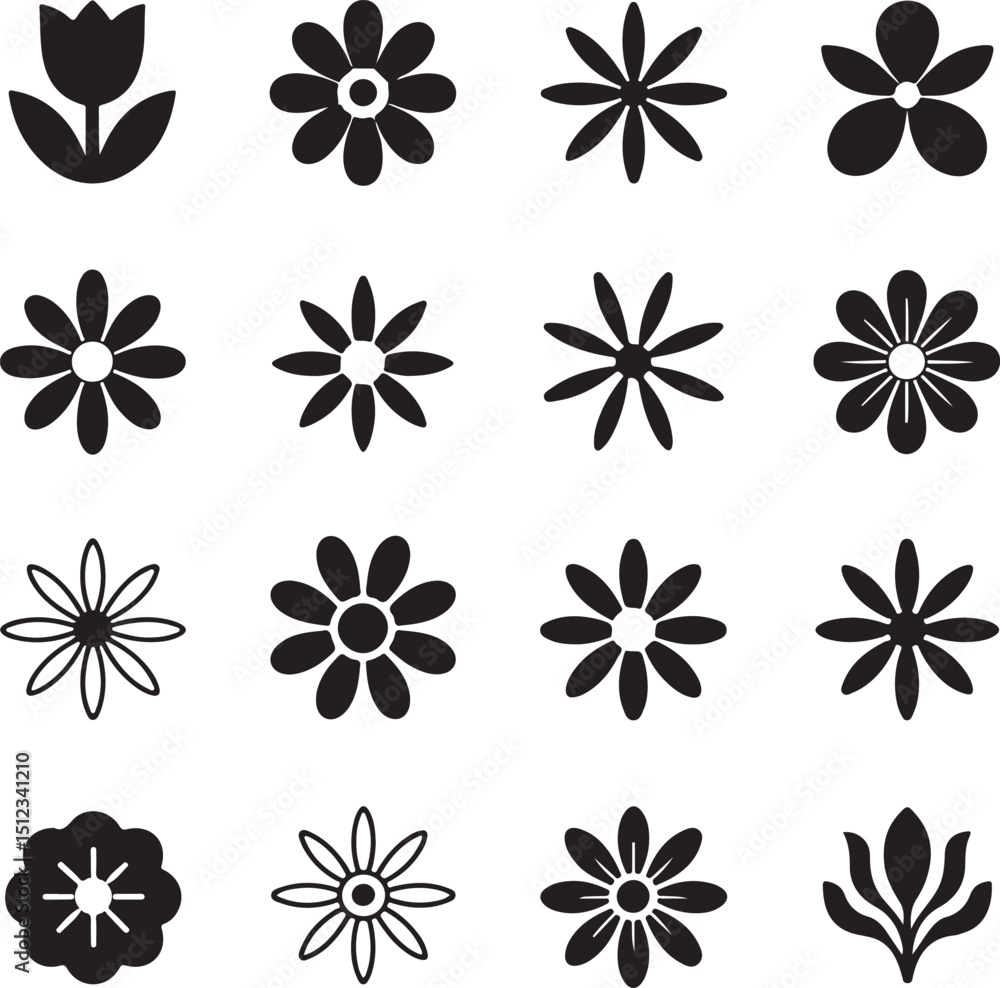 Minimal Flower Icon SVG | Simple Botanical Line Art for Logos & Crafts ...