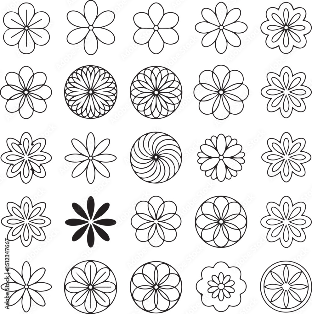 Flower Icon SVG | Minimal Floral Line Art | Simple Botanical Cut File ...
