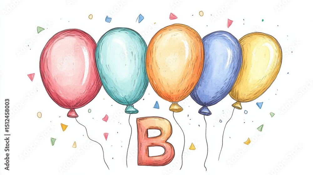 Flashcard letter B is for balloons illustration illustration , no logos ...