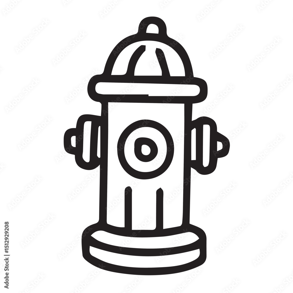 Black and white vector graphic of a fire hydrant, drawn with thick ...