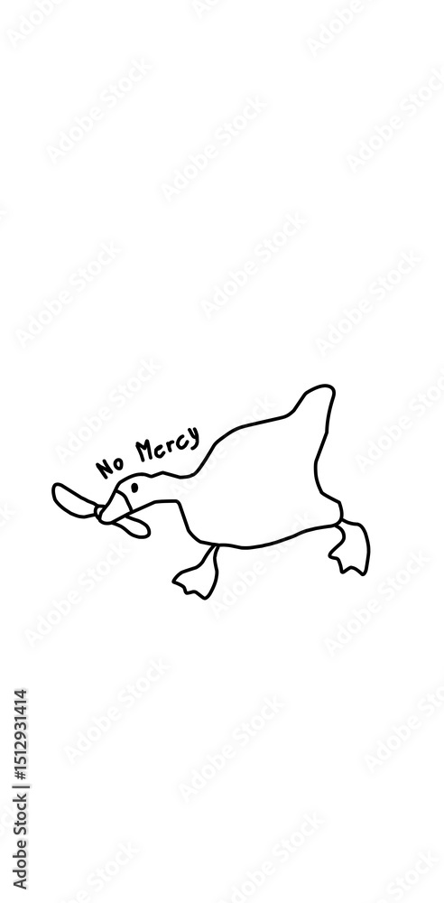 no mercy duck illustration line art hand drawn meme Stock Illustration ...