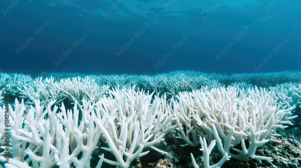 Bleached coral reef highlights the devastating impact of ocean ...