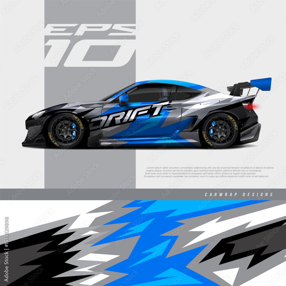 เวกเตอร์ Stock Car wrap decal graphic design. Abstract stripe racing ...