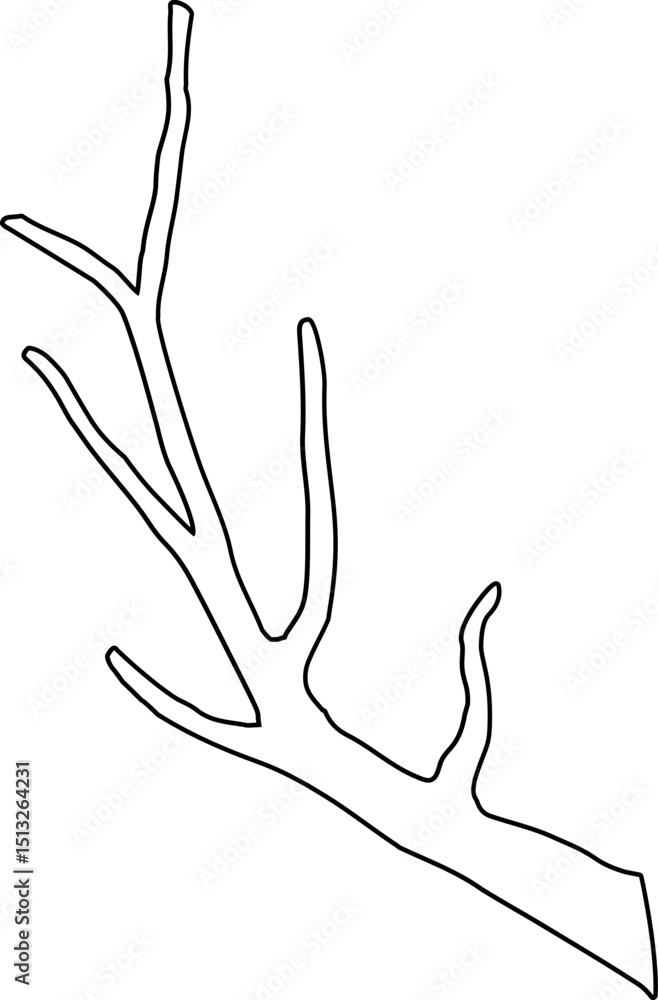 Dead branches coloring page Isolated. Old dry, bare tree branches ...