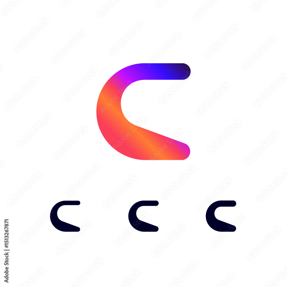 Technical logo Letter C, digital cyber space alphabet font, set of ...