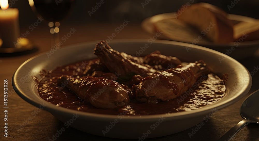 Maltese rabbit stew with red wine sauce and crusty bread Stock Photo ...