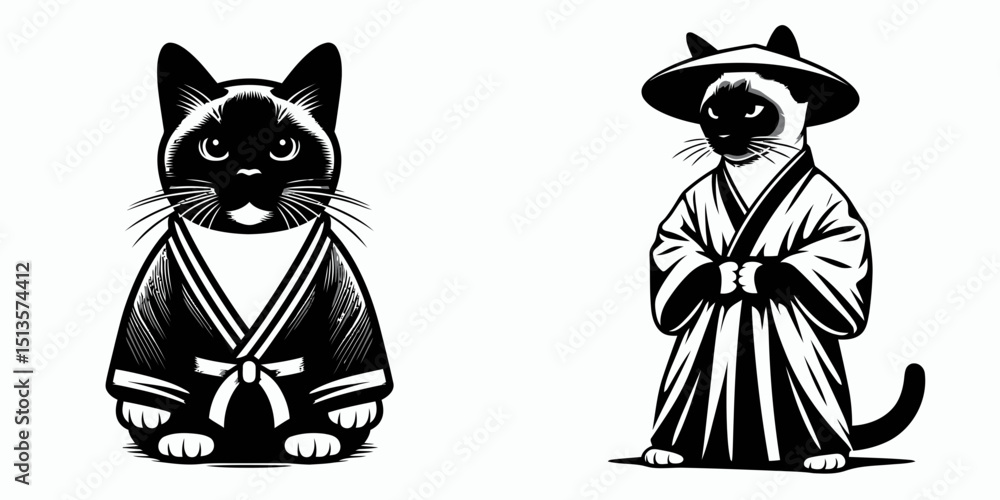 Vektor Siamese Cat wear yudo suits. Japan Martial Arts Judo Aikido Dojo ...