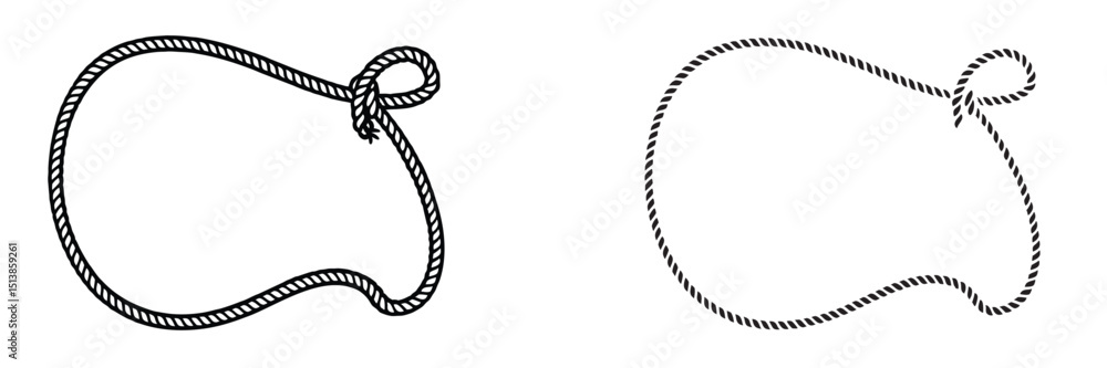 Rope Border Lasso vector silhouette illustration, Rope Frame Border ...