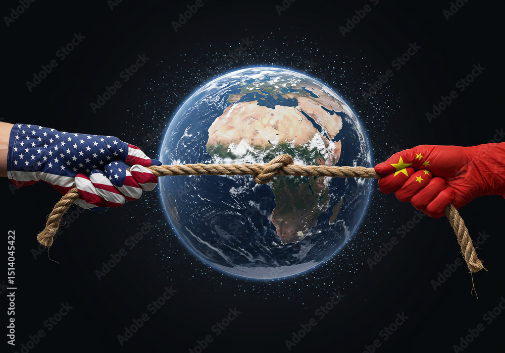 Usa versus china tug of war for global dominance concept trade war ...
