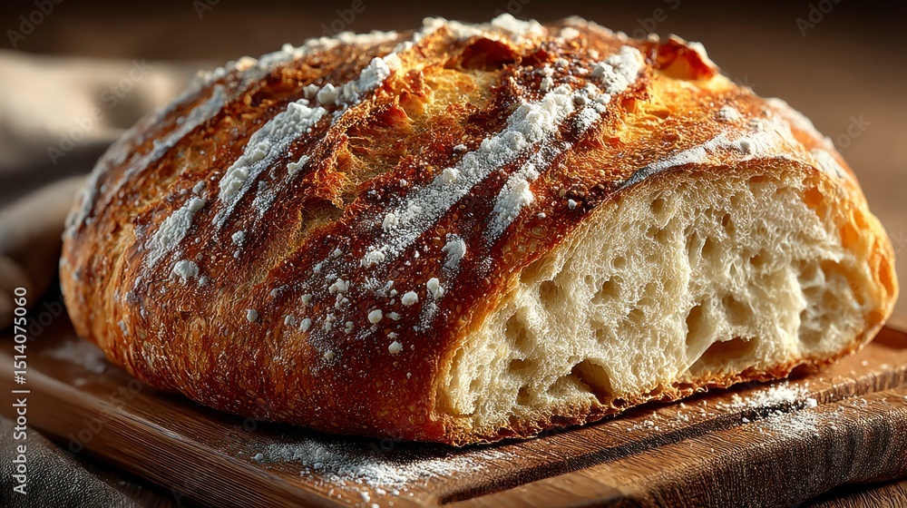 Freshly Baked Sourdough Bread with Crusty Exterior and Fluffy Interior ...