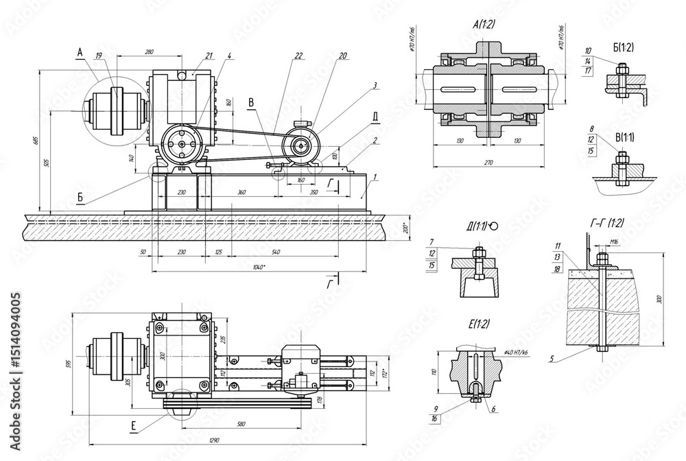 Ilustración de Stock Assembly drawing of electrical conveyor with ...