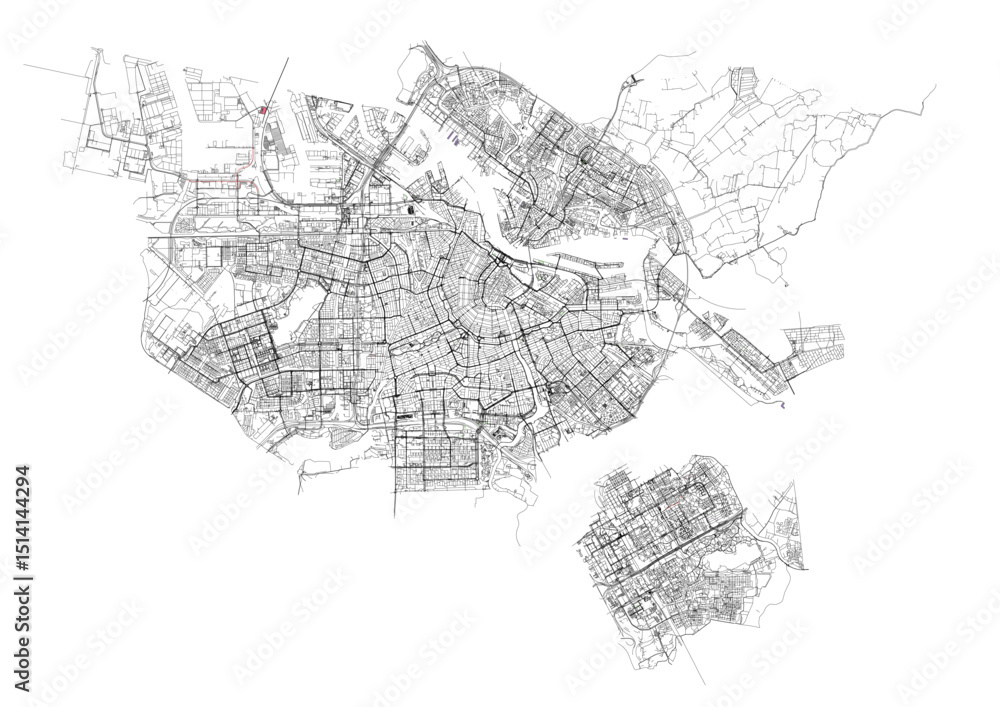 Vector Map of Amsterdam Highways – Detailed Road Network for Urban ...
