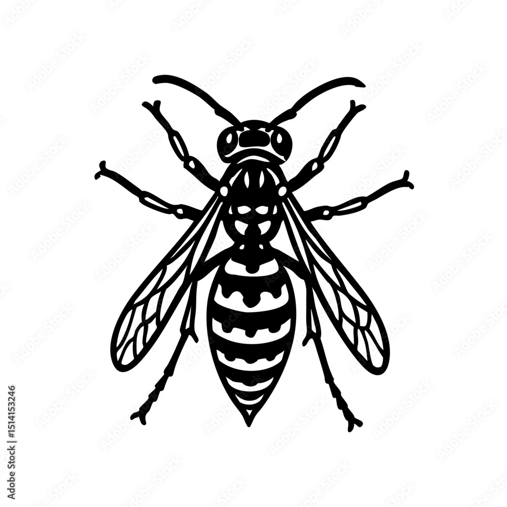 Paper Wasp Doodle Art - Order Hymenoptera Stock Vector | Adobe Stock