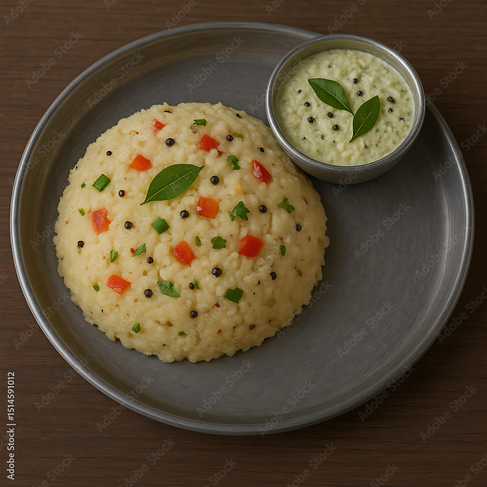 Classic South Indian Breakfast – Upma with Coconut Chutney Stock Photo ...