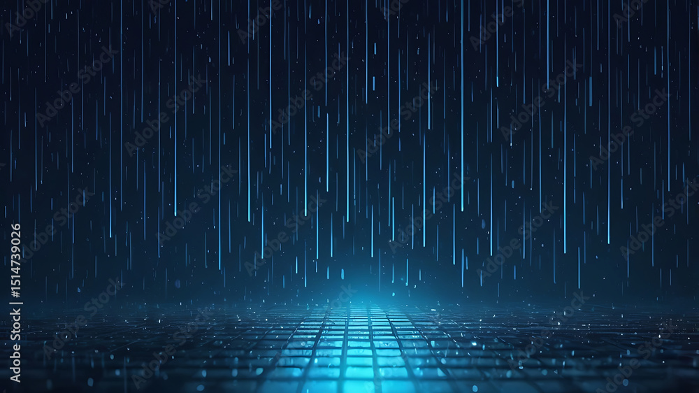 Dark Blue Rainfall Forest Wallpaper with Abstract Light Pattern and ...