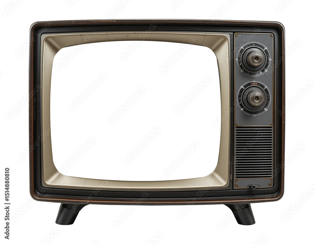 Old Style Television PNG, Vintage Tube TV with Wooden Frame. Stock ...