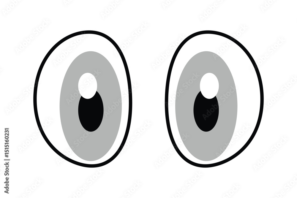 Cartoon Doodle Emoticon Kawaii Faces and Eyes Icon Logo Collection. Set ...