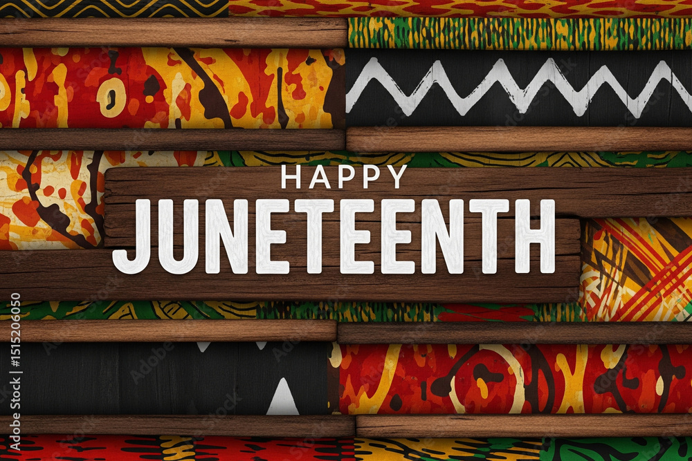 Juneteenth creative background with layered African patterns and bold ...